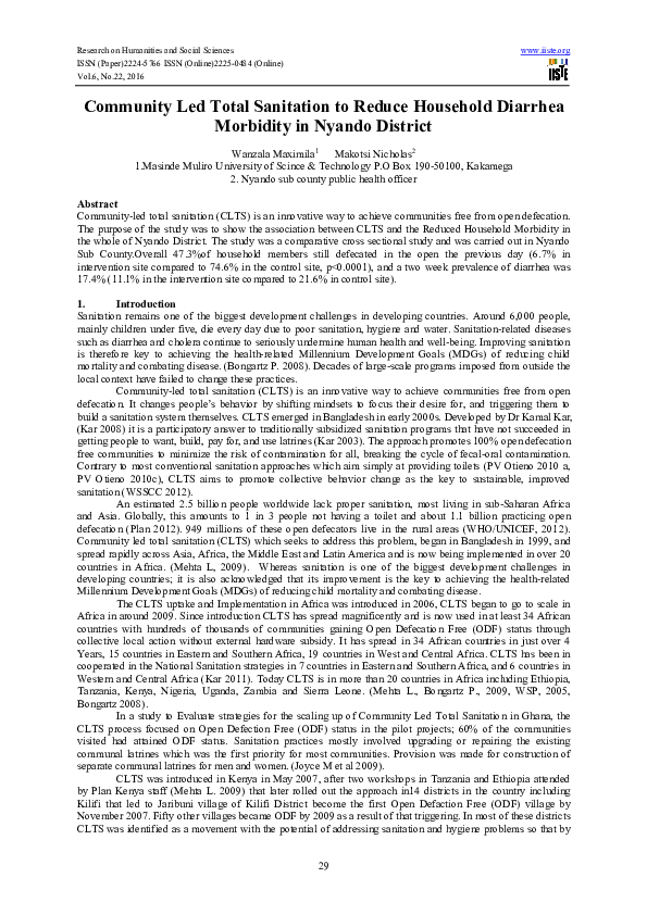 (PDF) Community Led Total Sanitation to Reduce Household Diarrhea ...