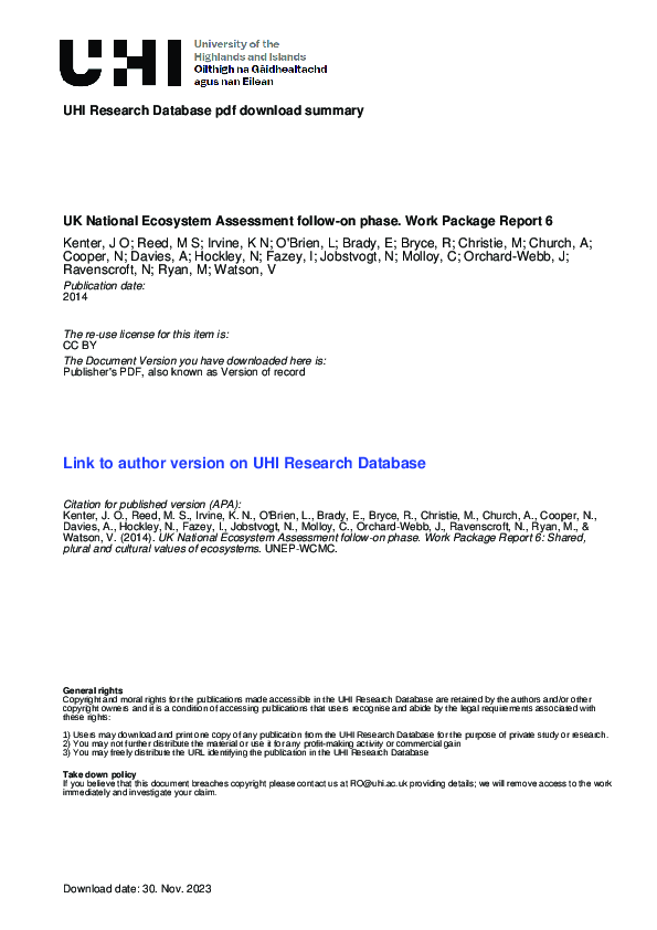 (PDF) UK National Ecosystem Assessment Follow-on Work Package Report 6 ...