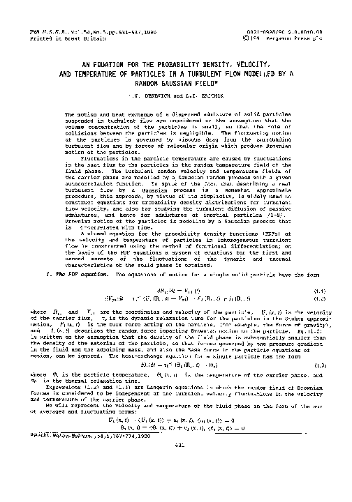 (PDF) An equation for the probability density, velocity, and temperature of particles in a ...