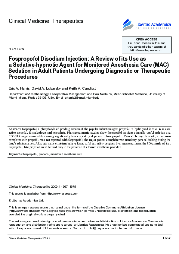 (PDF) Fospropofol Disodium Injection: A Review of its Use as a Sedative ...