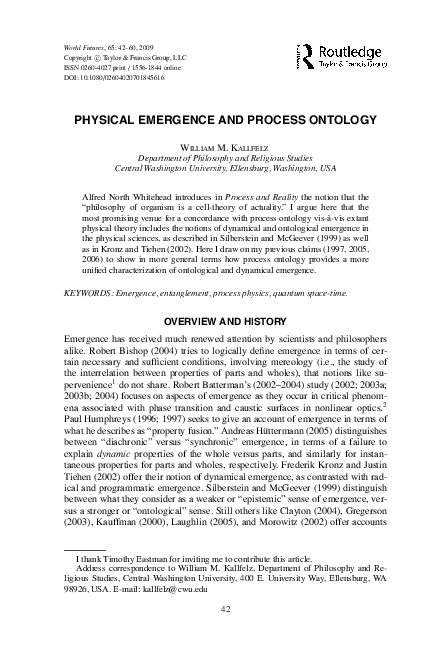 (PDF) Physical Emergence and Process Ontology