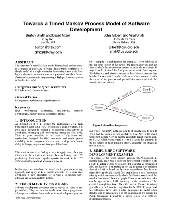 (PDF) Timed Markov Model for Software Development