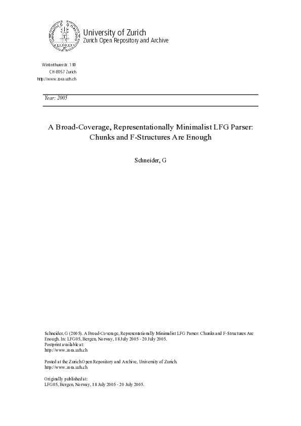 (PDF) A Broad-Coverage, Representationally Minimalist LFG Parser: Chunks and F-Structures Are ...