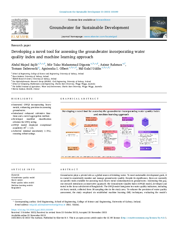 (PDF) Developing a novel tool for assessing the groundwater incorporating water quality index ...