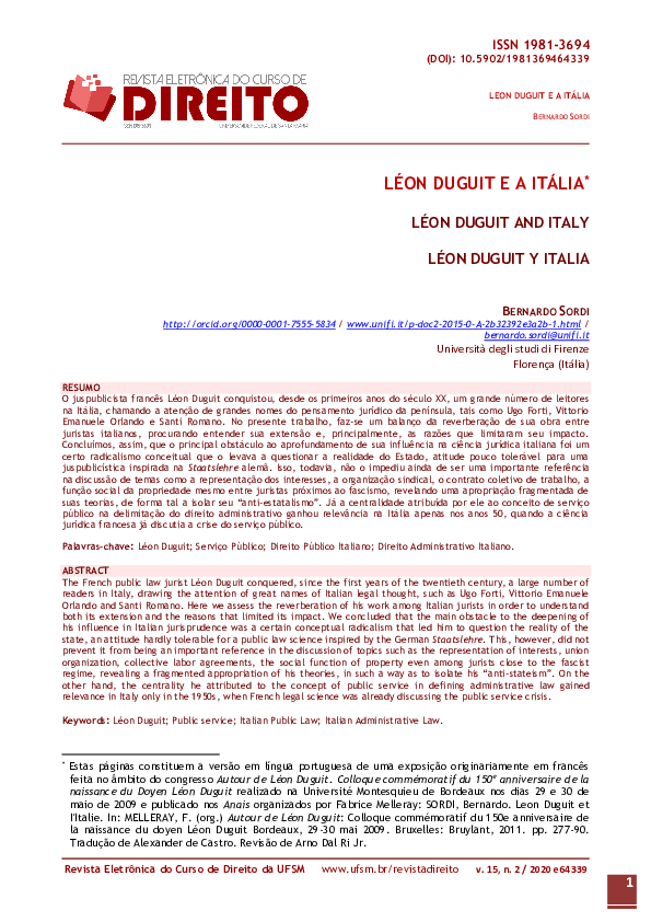 (PDF) Léon Duguit e a Itália