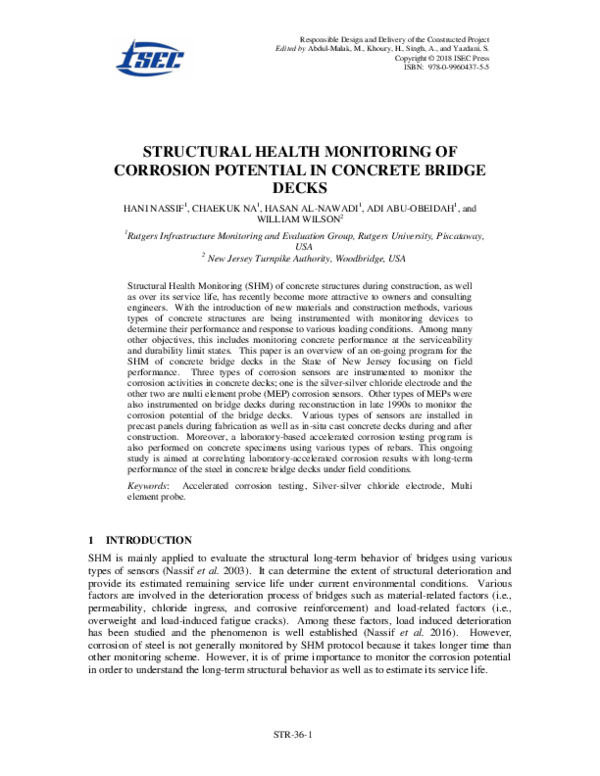 (PDF) Structural Health Monitoring of Corrosion Potential in Concrete Bridge Decks