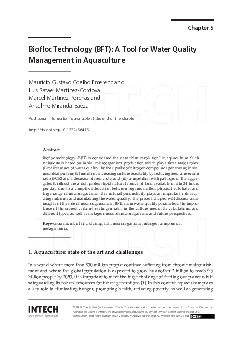 (PDF) Biofloc Technology (BFT): A Tool for Water Quality Management in ...