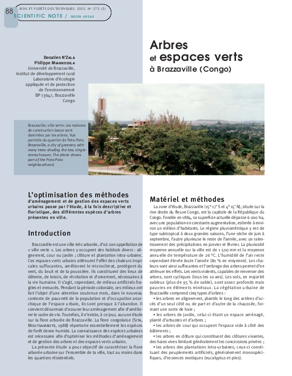 (PDF) Arbres et espaces verts à Brazzaville (Congo)