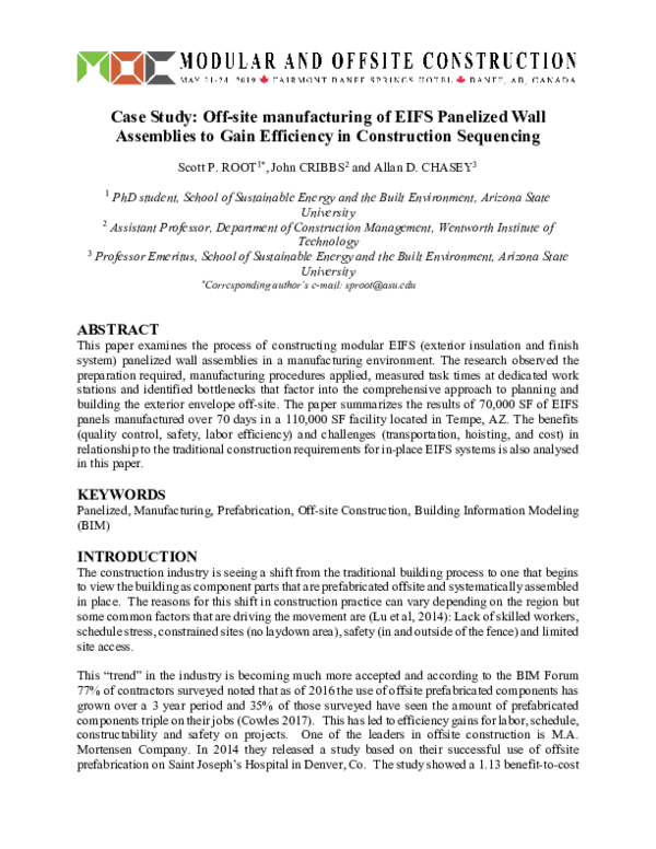(PDF) Case Study: Off-site manufacturing of EIFS Panelized Wall ...