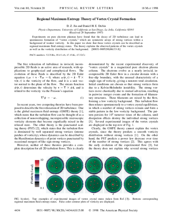 (PDF) Regional Maximum Entropy Theory of Vortex Crystal Formation