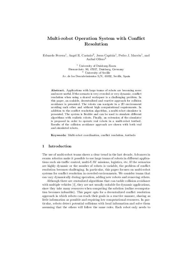 (PDF) Multi-robot Operation System with Conflict Resolution