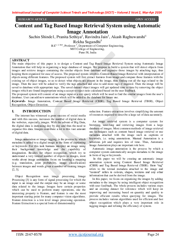(PDF) Content and Tag Based Image Retrieval System using Automatic Image Annotation | Sachin ...