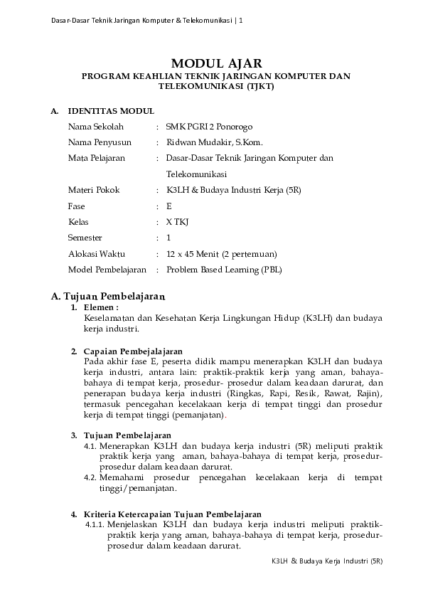 Pdf Dasar Dasar Teknik Jaringan Komputer Telekomunikasi 1