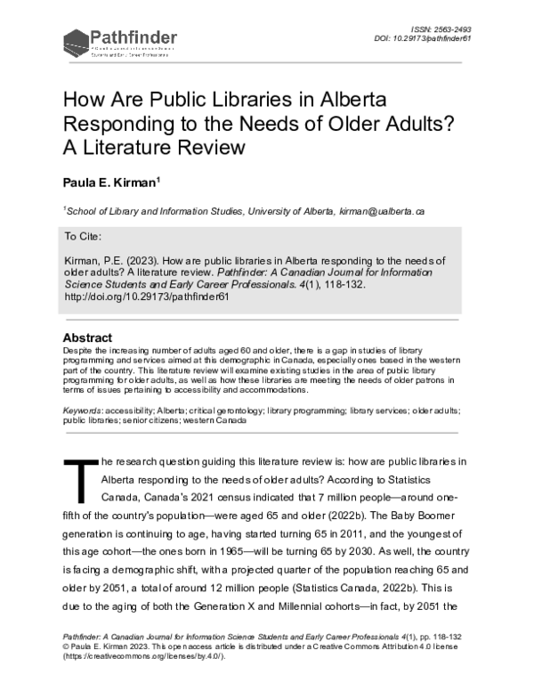 (PDF) How are Public Libraries in Alberta Responding to the Needs of ...