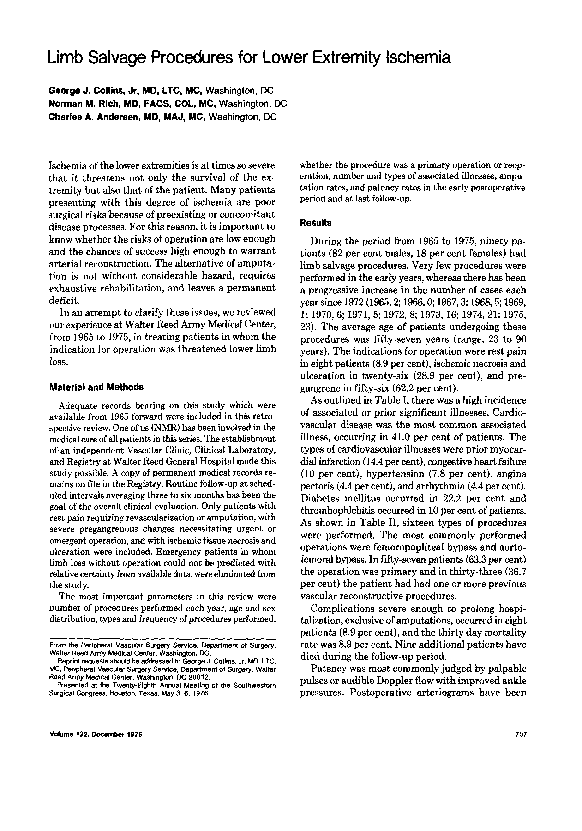 (PDF) Limb salvage procedures for lower extremity ischemia | Norman ...