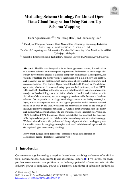 Pdf Mediating Schema Ontology For Linked Open Data Cloud Integration Using Bottom Up Schema