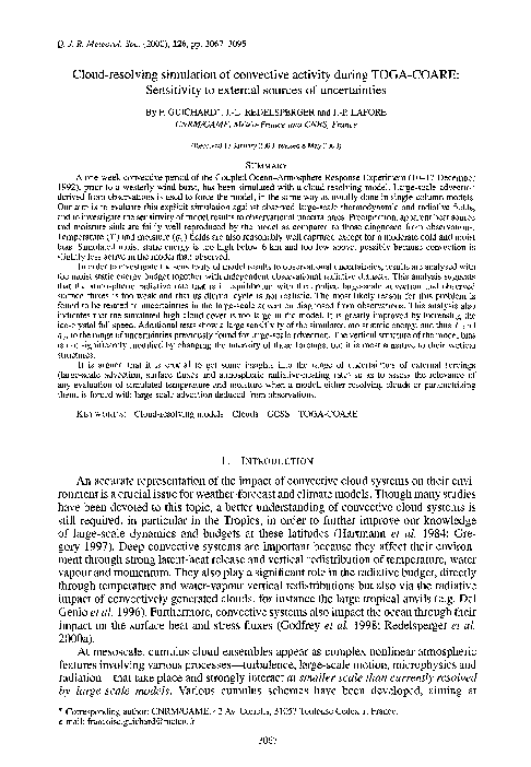 (PDF) Convective Activity Simulation in TOGA-COARE