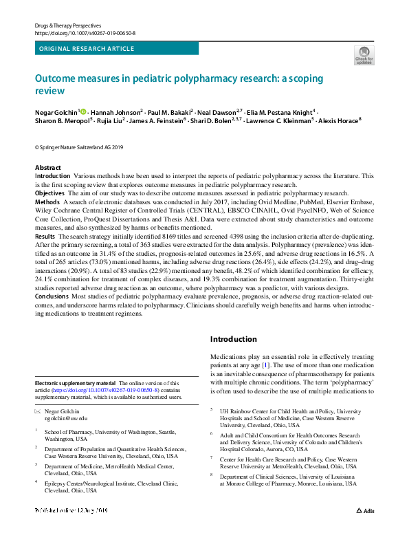 (PDF) Outcome measures in pediatric polypharmacy research: a scoping review