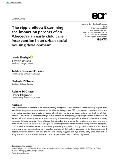 (PDF) The ripple effect: Examining the impact on parents of an ...