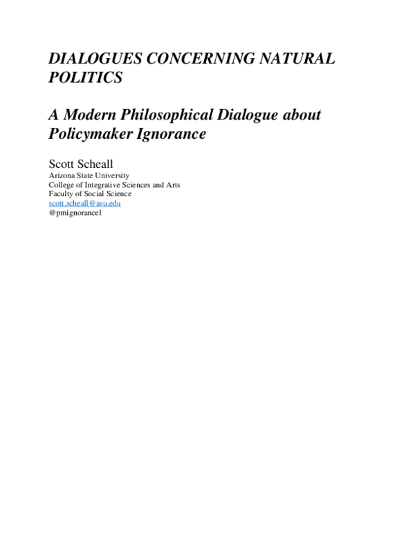 (PDF) Dialogues Concerning Natural Politics: a Modern Philosophical ...