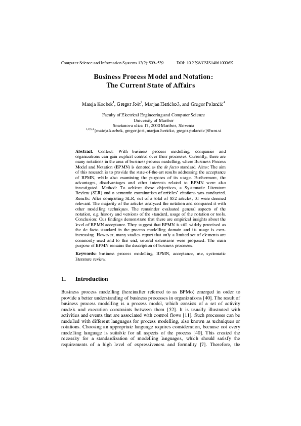 (PDF) Business Process Model and Notation