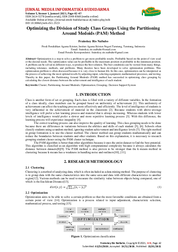 (PDF) Optimizing Class Grouping with PAM Method