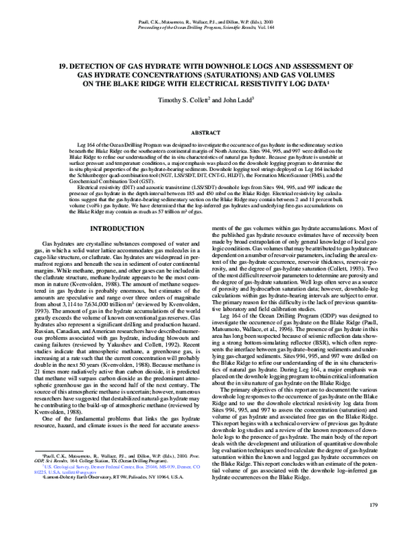(PDF) Detection of gas hydrate with downhole logs and assessment of gas ...