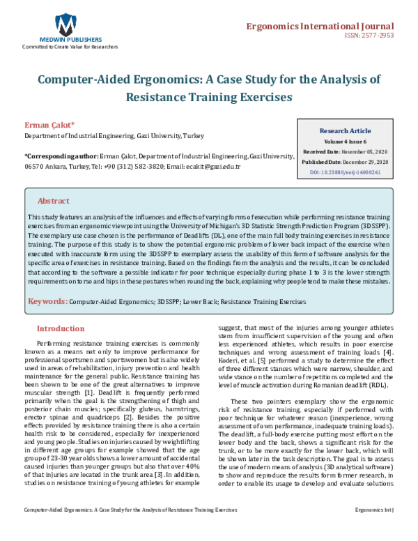 (PDF) Computer-Aided Ergonomics: A Case Study for the Analysis of ...