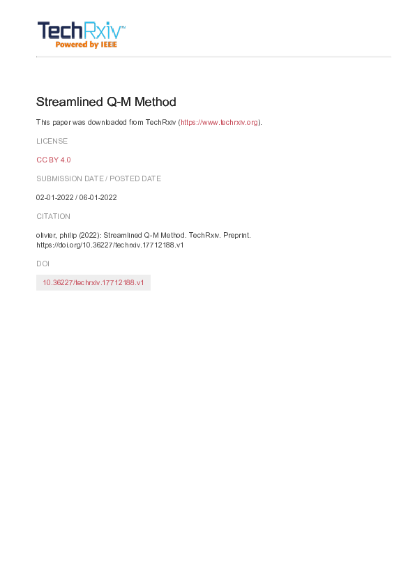 (PDF) Streamlined Q-M Method