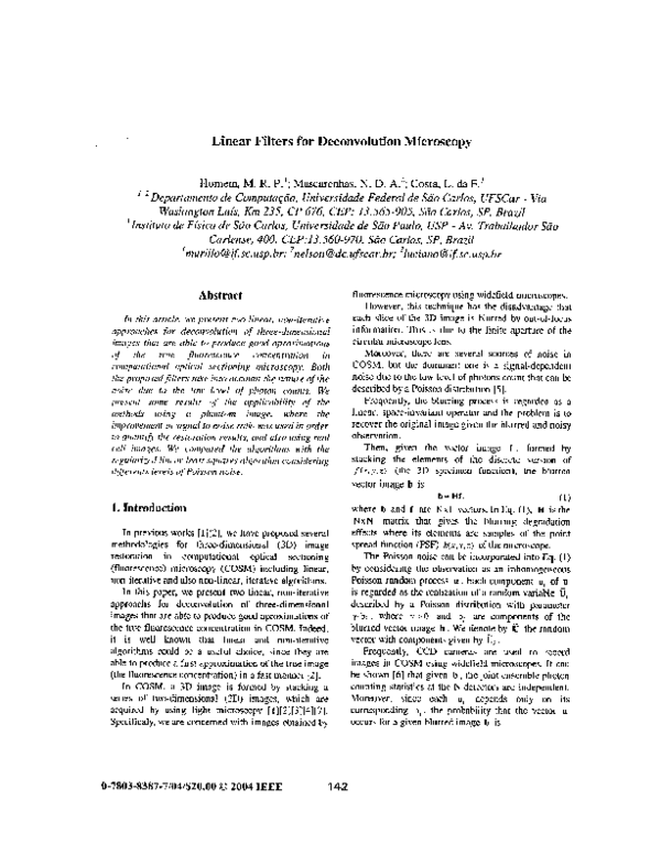 (PDF) Linear filters for deconvolution microscopy | Murillo Rodrigo Petrucelli Homem - Academia.edu