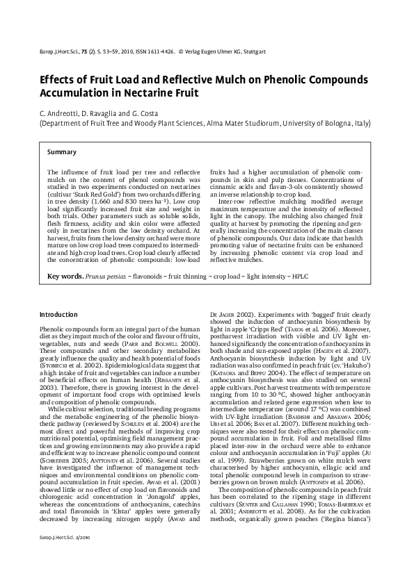 (PDF) Effects of Fruit Load and Reflective Mulch on Phenolic Compounds ...