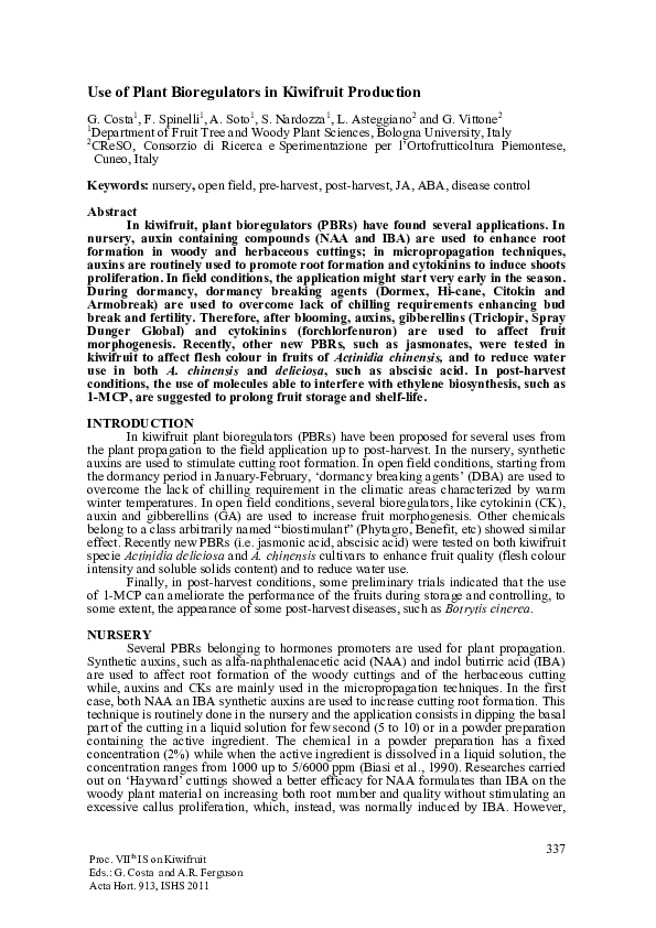 (PDF) Plant Bioregulators in Kiwifruit Cultivation