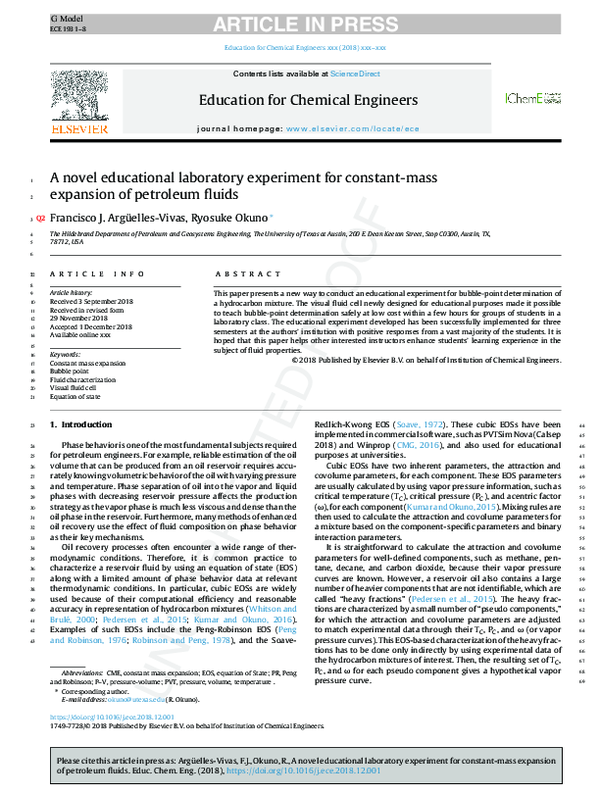 (PDF) A novel educational laboratory experiment for constant-mass ...