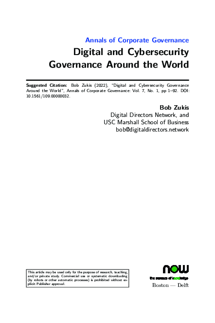 (PDF) Digital and Cybersecurity Governance Around the World