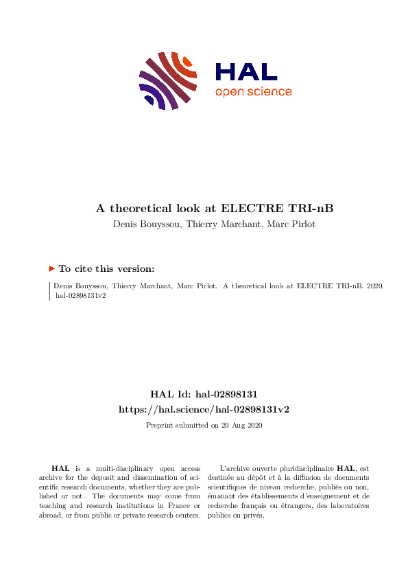 (PDF) A theoretical look at ELECTRE TRI-nB