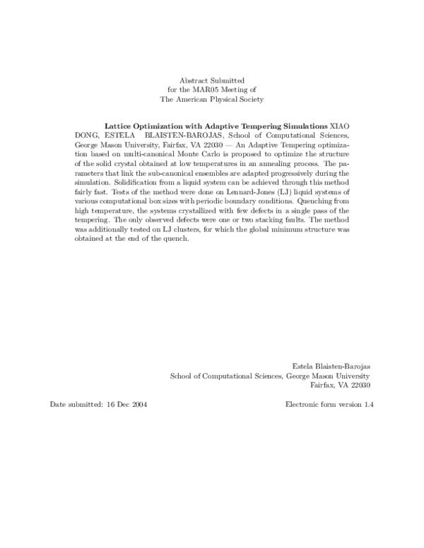 (PDF) Lattice Optimization with Adaptive Tempering Simulations