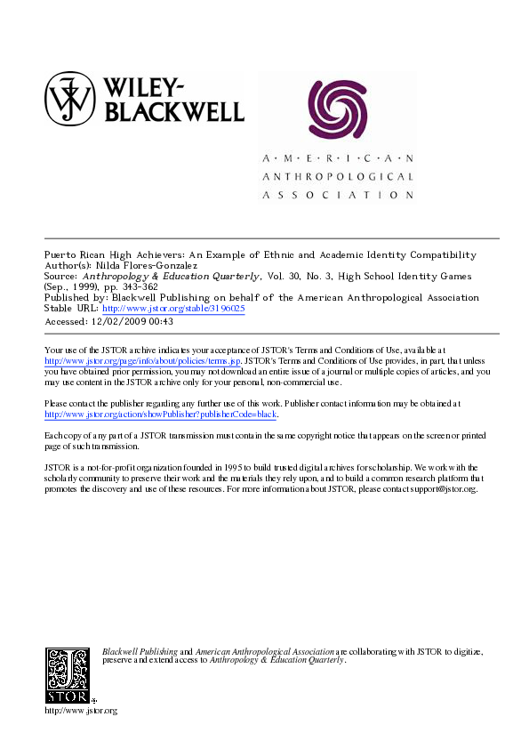 (PDF) Puerto Rican High Achievers: An Example of Ethnic and Academic ...