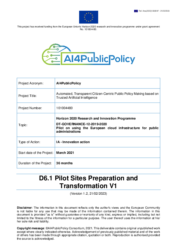 (PDF) D6.1 Pilot Sites Preparation and Transformation V1