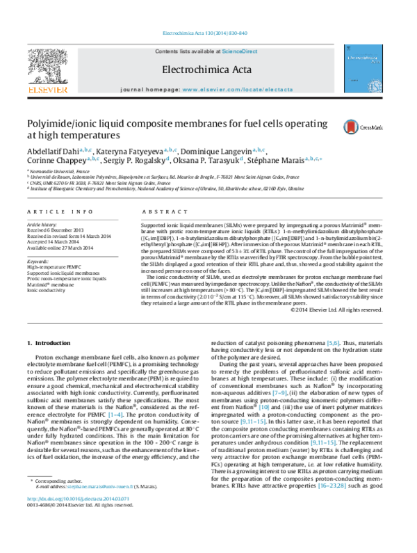 Pdf Polyimide Ionic Liquid Composite Membranes For Fuel Cells
