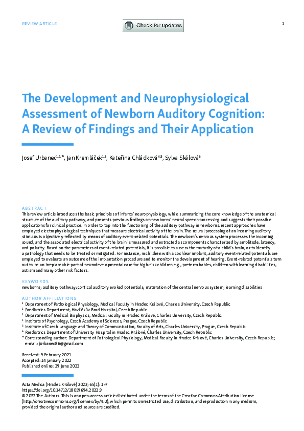 (PDF) The Development and Neurophysiological Assessment of Newborn Auditory Cognition: A Review ...