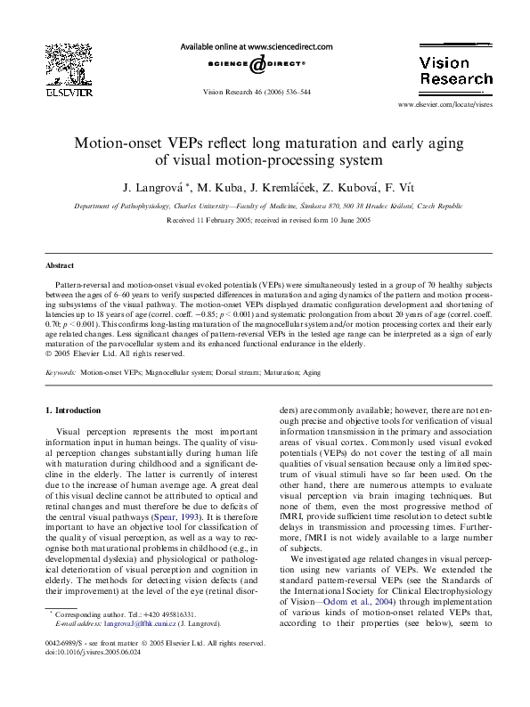 (PDF) Motion-onset VEPs reflect long maturation and early aging of visual motion-processing ...