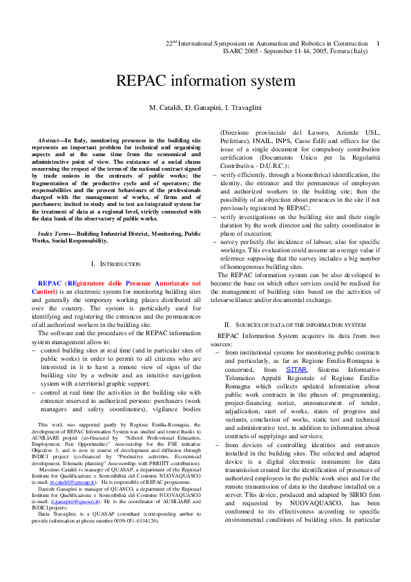 (PDF) REPAC Information System | Daniele Ganapini - Academia.edu