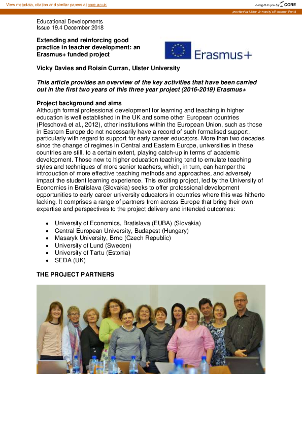 (PDF) Extending and reinforcing good practice in teacher development ...