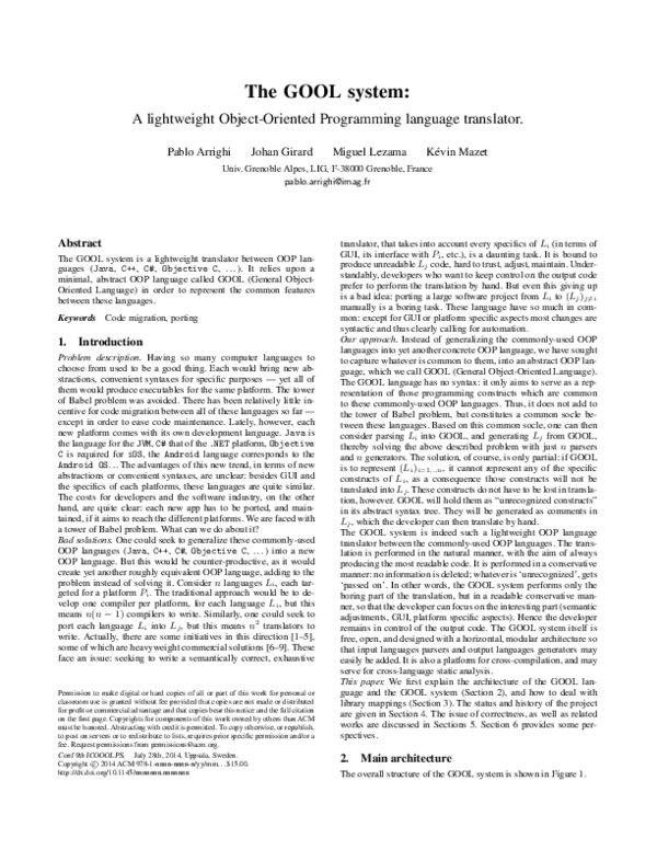 (PDF) The GOOL system