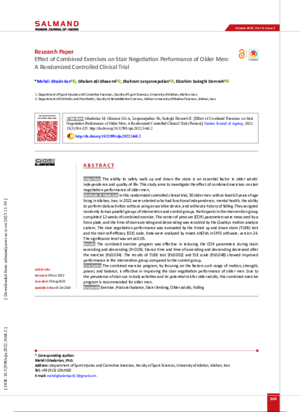 (PDF) Effect of Combined Exercises on Stair Negotiation Performance of ...