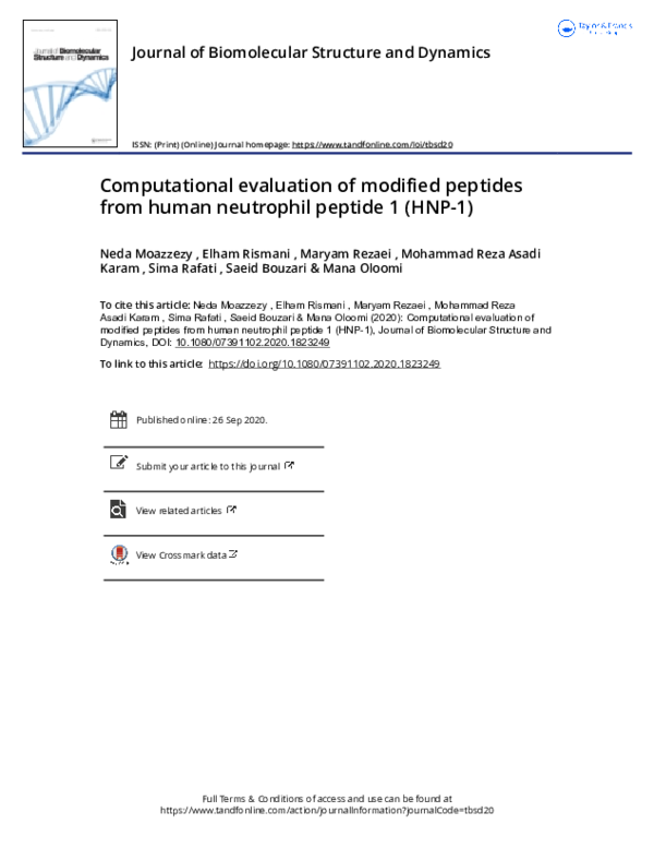 (PDF) Computational evaluation of modified peptides from human neutrophil peptide 1 (HNP-1)