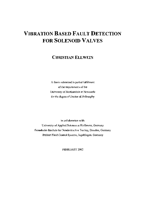 (PDF) Vibration based fault detection for Solenoid valves