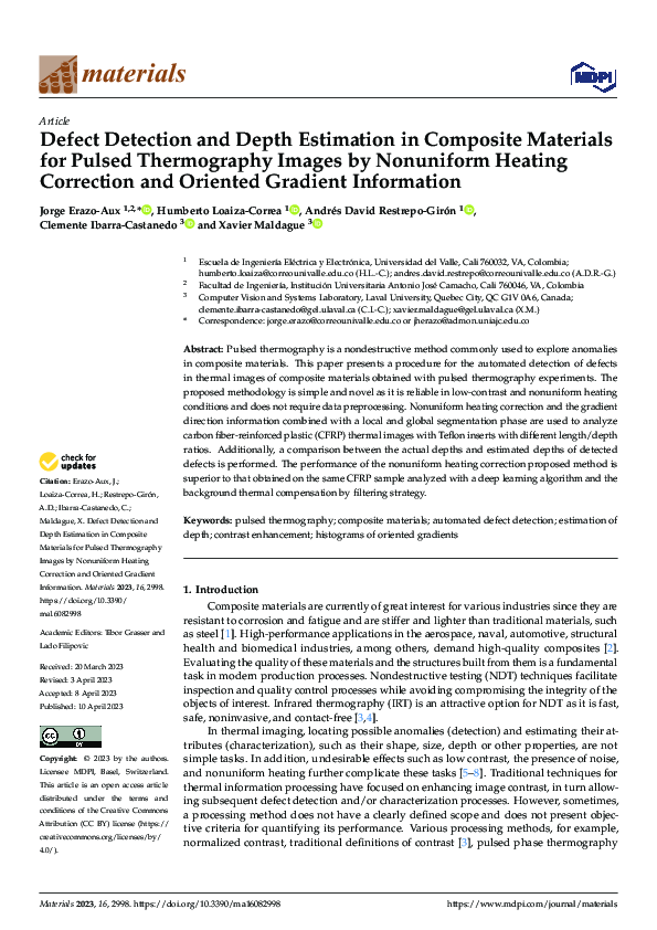 Pdf Defect Detection And Depth Estimation In Composite Materials For Pulsed Thermography