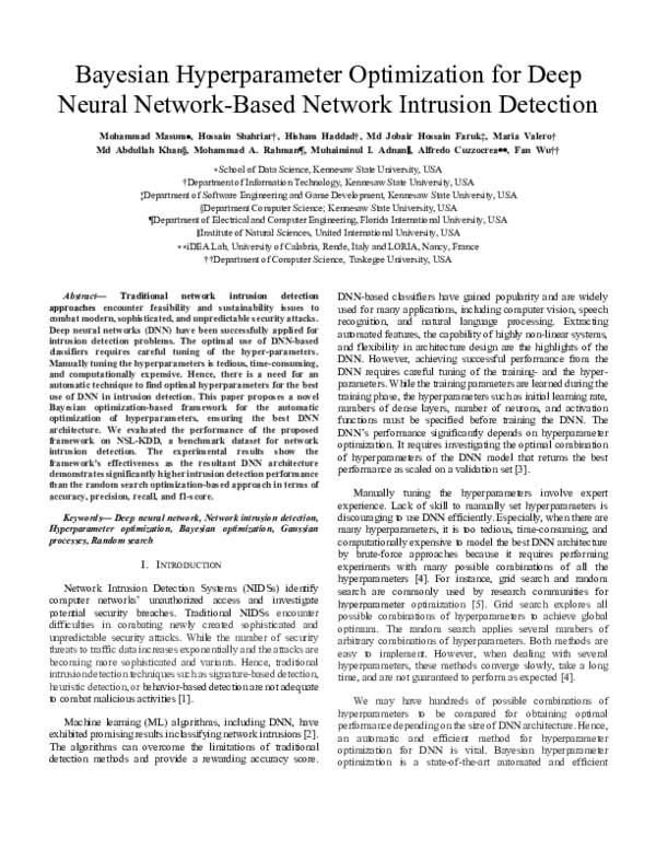 Pdf Bayesian Hyperparameter Optimization For Deep Neural Network Based Network Intrusion