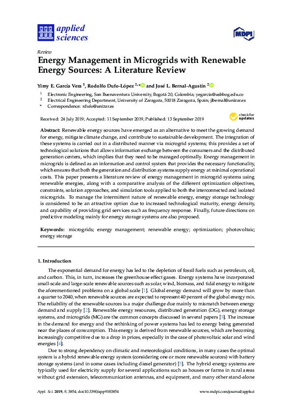 (PDF) Energy Management in Microgrids with Renewable Energy Sources and Demand Response
